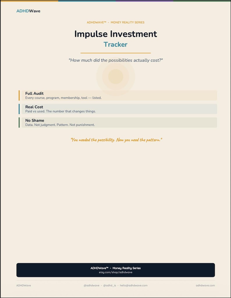 ADHD Impulse Spending Tracker Printable — Course & Program Audit | How ...