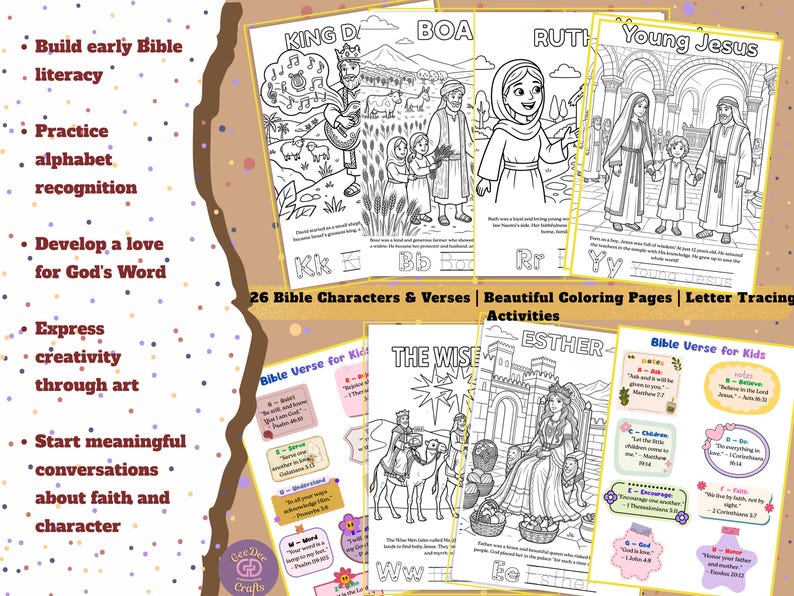 Christian Alphabet Coloring Book | A-Z Bible Characters, Letter Tracing ...