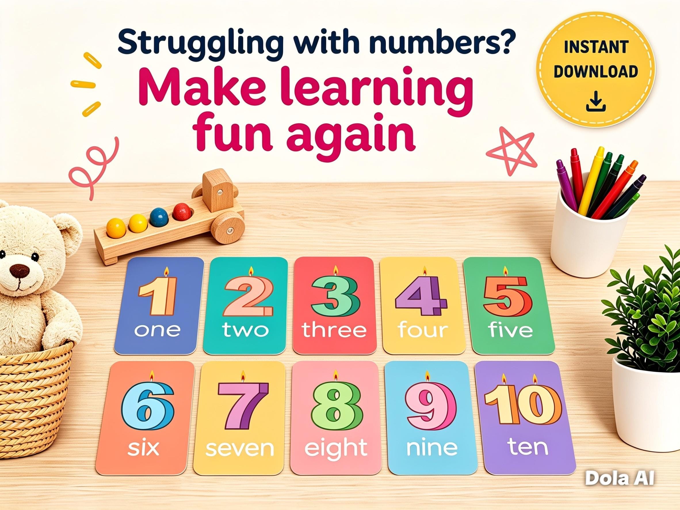 Number Flashcards for Kids (1–10) | Adhd-friendly Visual Learning Cards ...