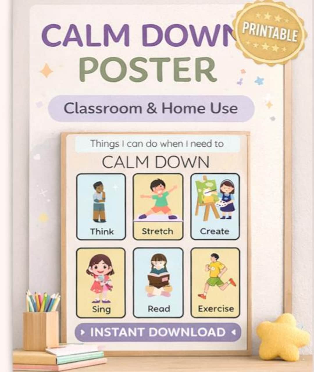 Kids Calm Down Poster | Emotional Regulation Visual Aid (digital ...