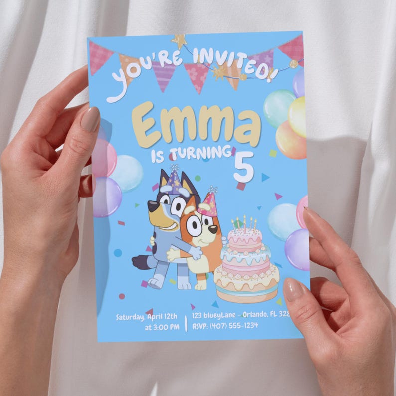 Bluey Birthday Invitation Editable, Kids Party Canva Template, Bluey ...