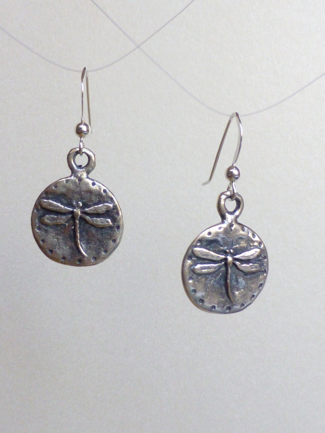 Dragonfly Coin Earrings on Sterling Silver Ear Wires - Etsy UK