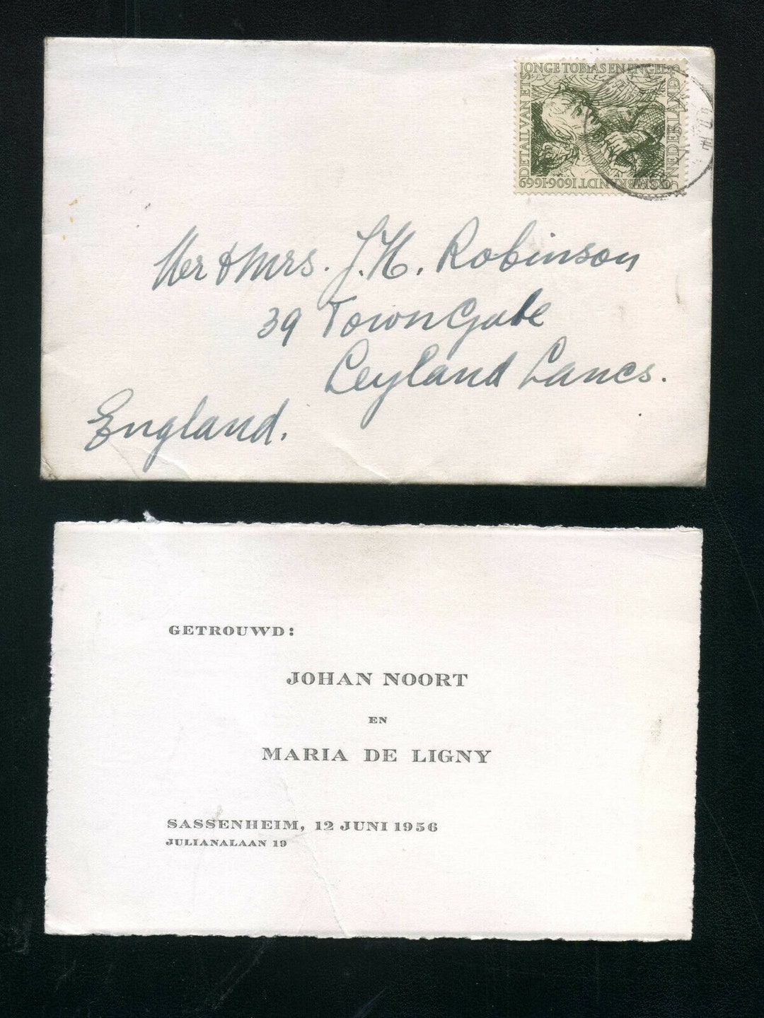 Vintage Dutch Getrouwd married Card, June 1956, in Envelope - Etsy