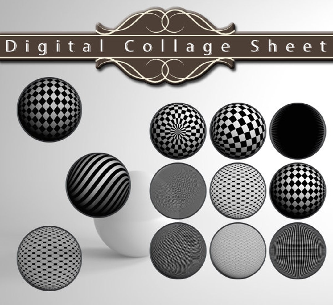 1.25" X 1.25" Digital Circle Collage Sheet - Sphere / Spherical Pattern ...