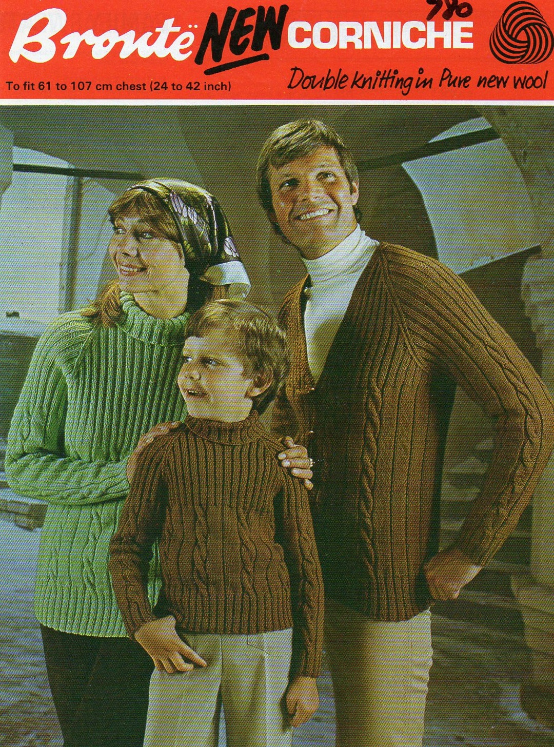 Bronte New Corniche Knitting Pattern Family Sweater & Cardigan, 24 42 ...