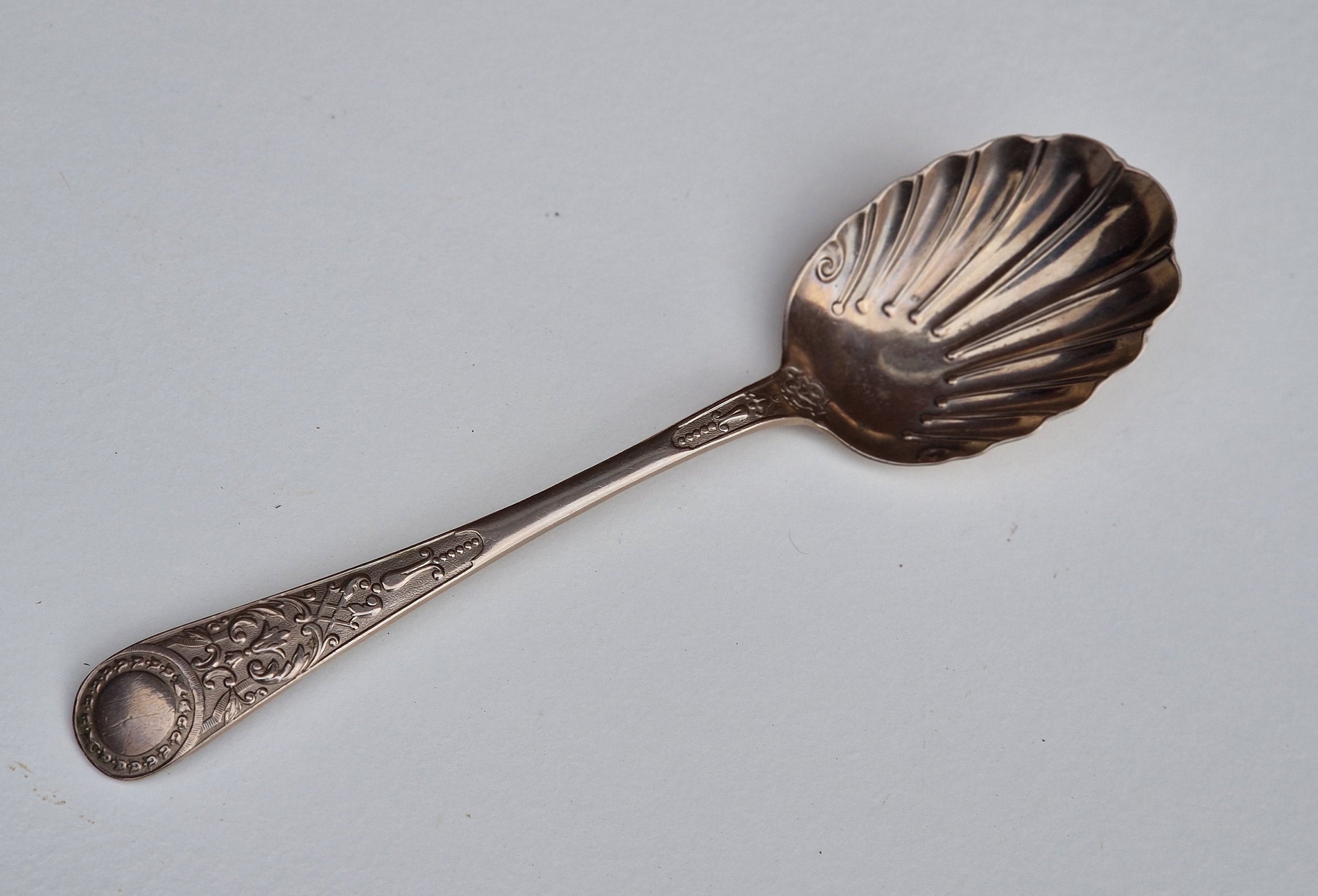 Vintage Scalloped Edge Shell Design Nickel Silver Spoon, Large Size, 21 ...
