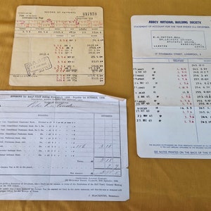 3 X Vintage Old Documents Paper Ephemera: Dividen Statement, Bank ...