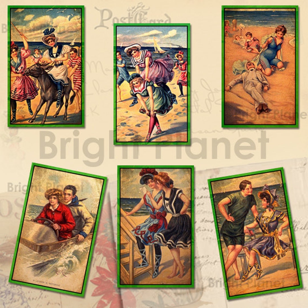 17 Vintage Printable Edwardian Seaside Post Card Digital Images ...