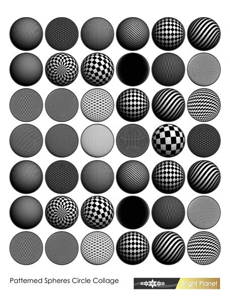 1.25" X 1.25" Digital Circle Collage Sheet - Sphere / Spherical Pattern ...
