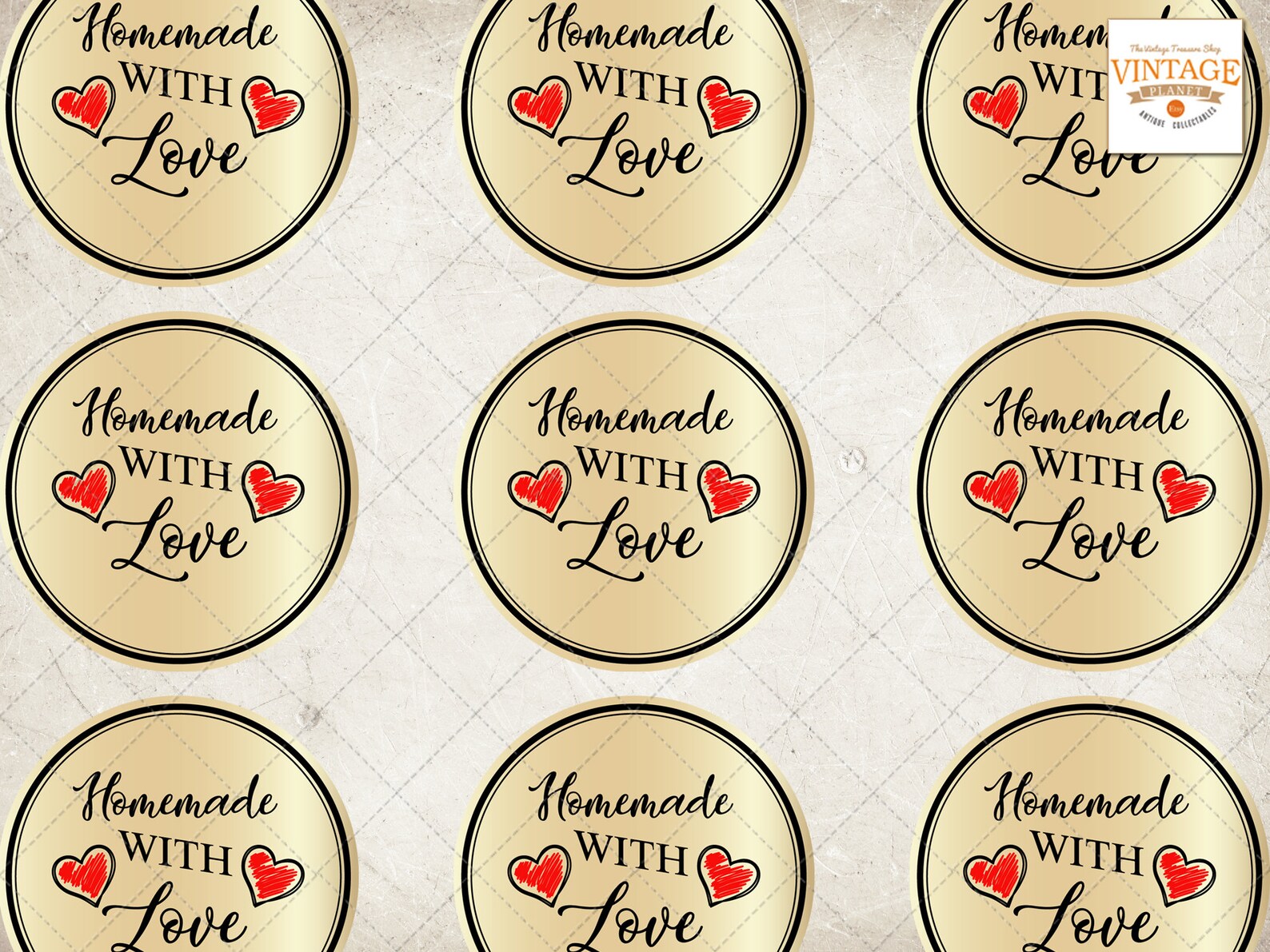 Homemade With Love Round Label Template, 2" Size Circle, Jpeg and Png ...