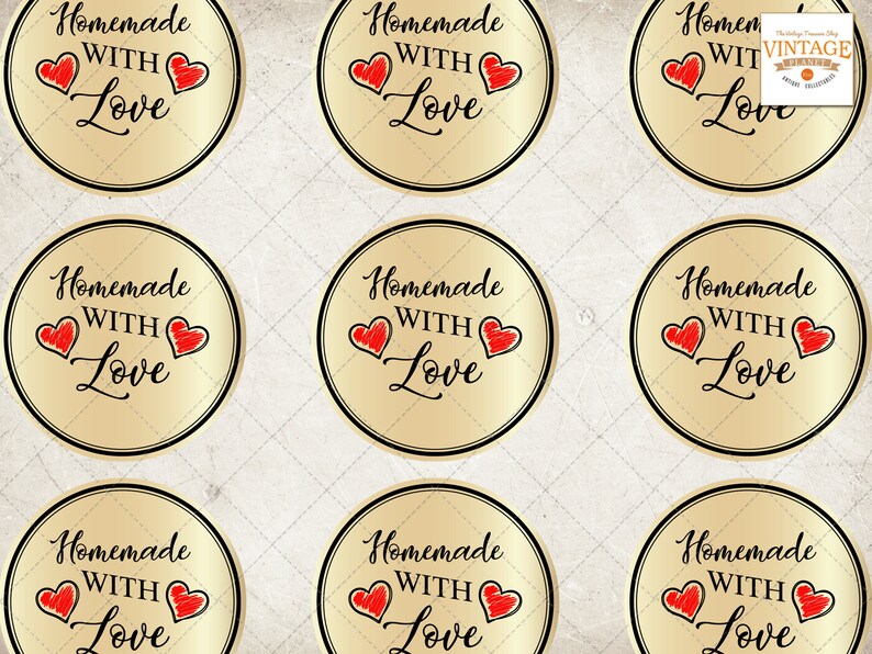Homemade With Love Round Label Template, 2" Size Circle, Jpeg and Png ...