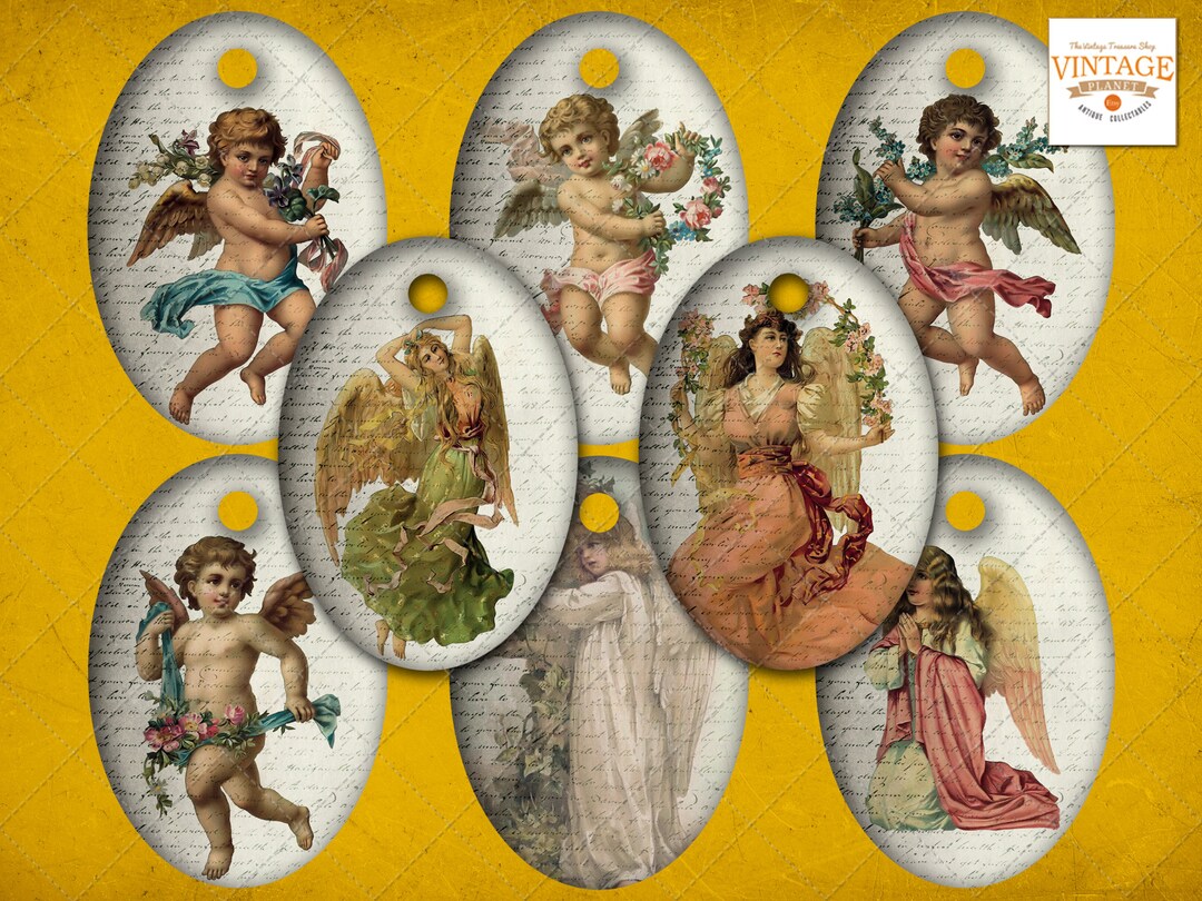 ANGELS Digital Tags, Fairies Gift Tags, Printable Digital Collage Sheet ...