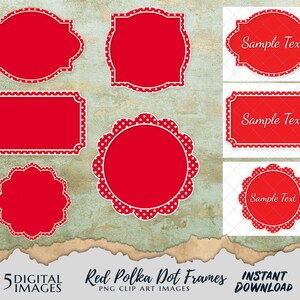 Fancy Red & White Polka Dot Frames Vector Graphics Digital Images ...
