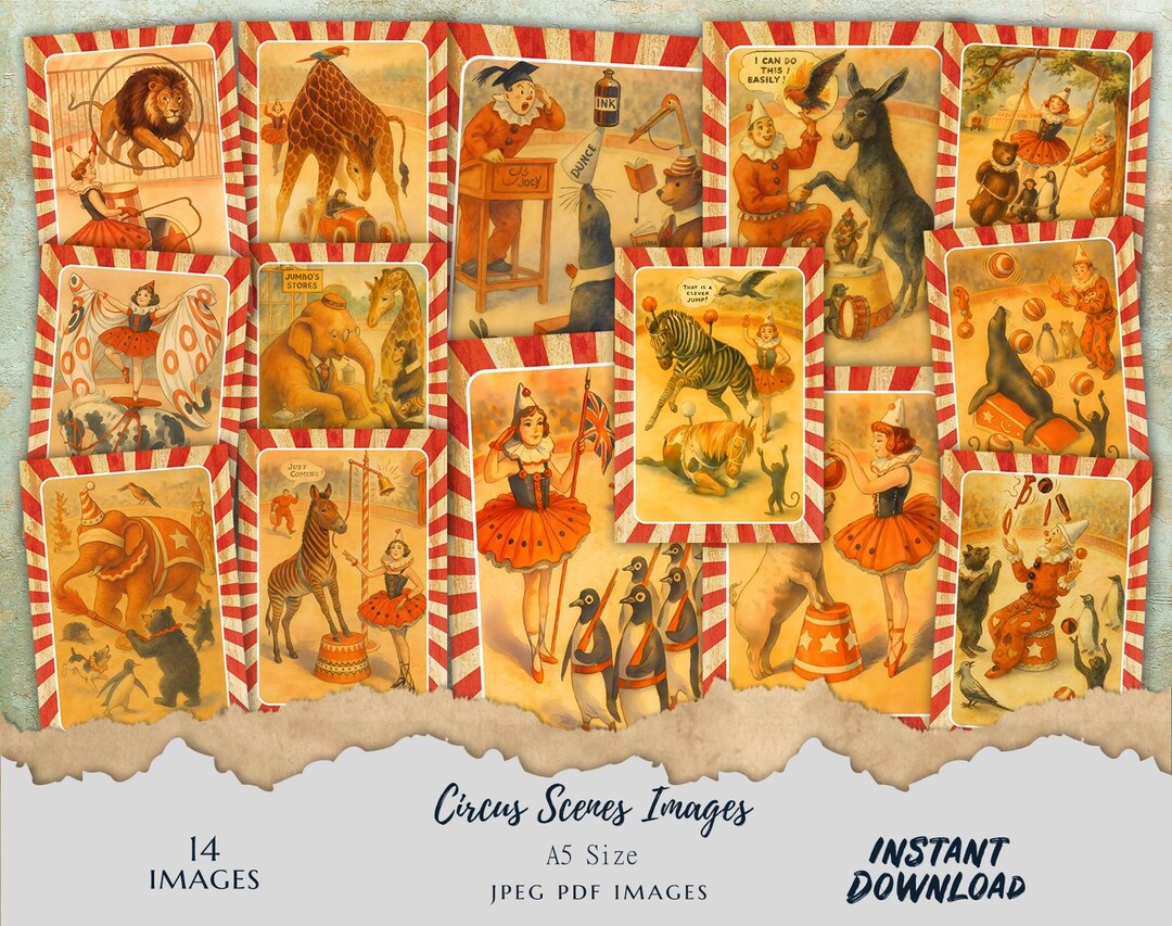Vintage Circus Scenes Digital Download – 14 A5 Images – JPEG & PDF ...