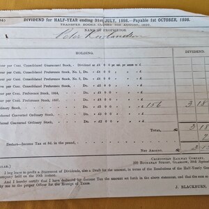 3 X Vintage Old Documents Paper Ephemera: Dividen Statement, Bank ...