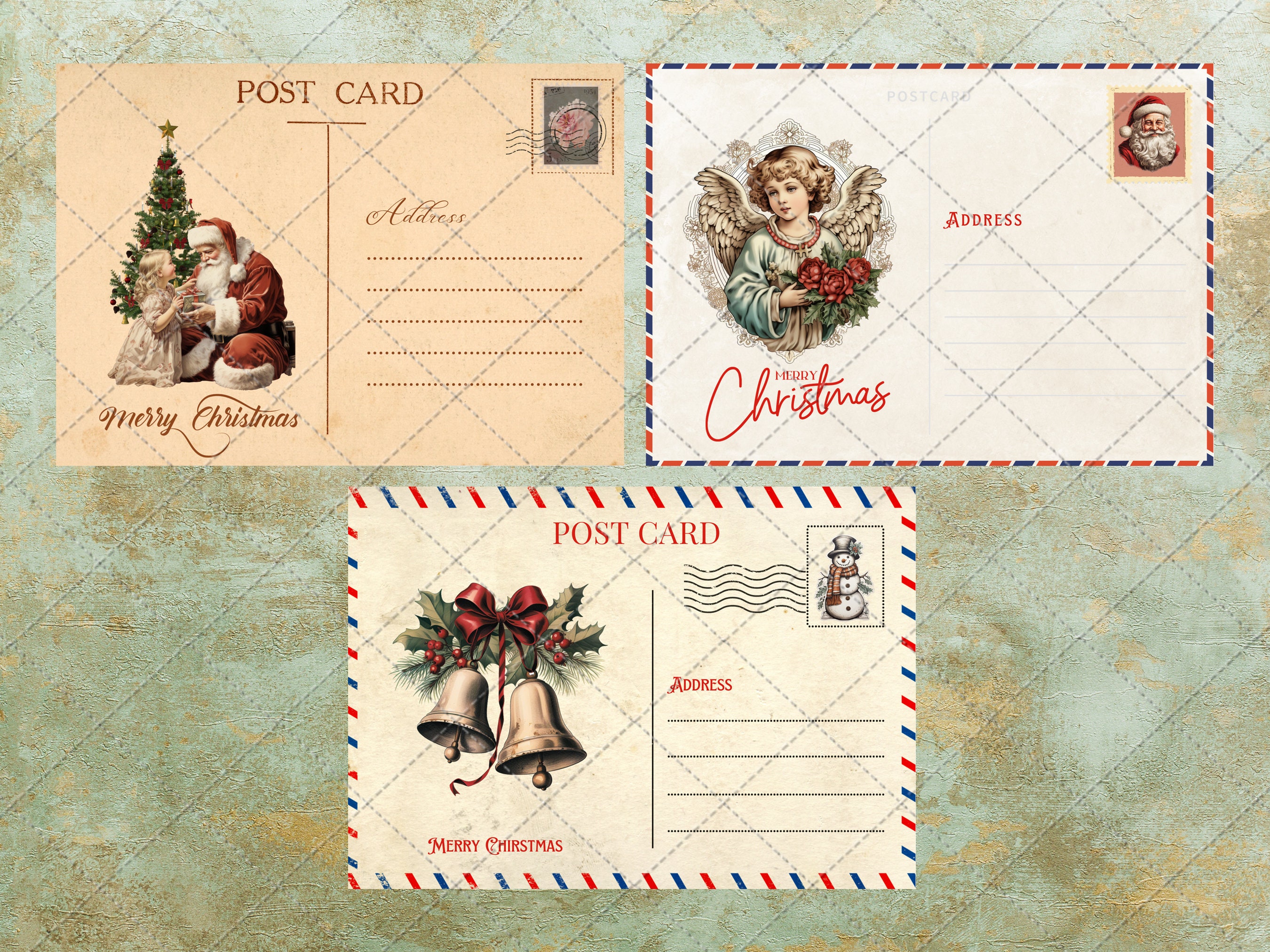 Christmas Clipart Bundle Vintage Christmas Theme PNG Junk - Etsy