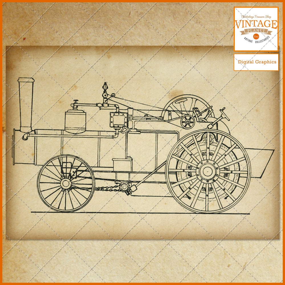 Vintage Technical Drawing: Steam Trains Locomotive, 5 Techical Drawing ...