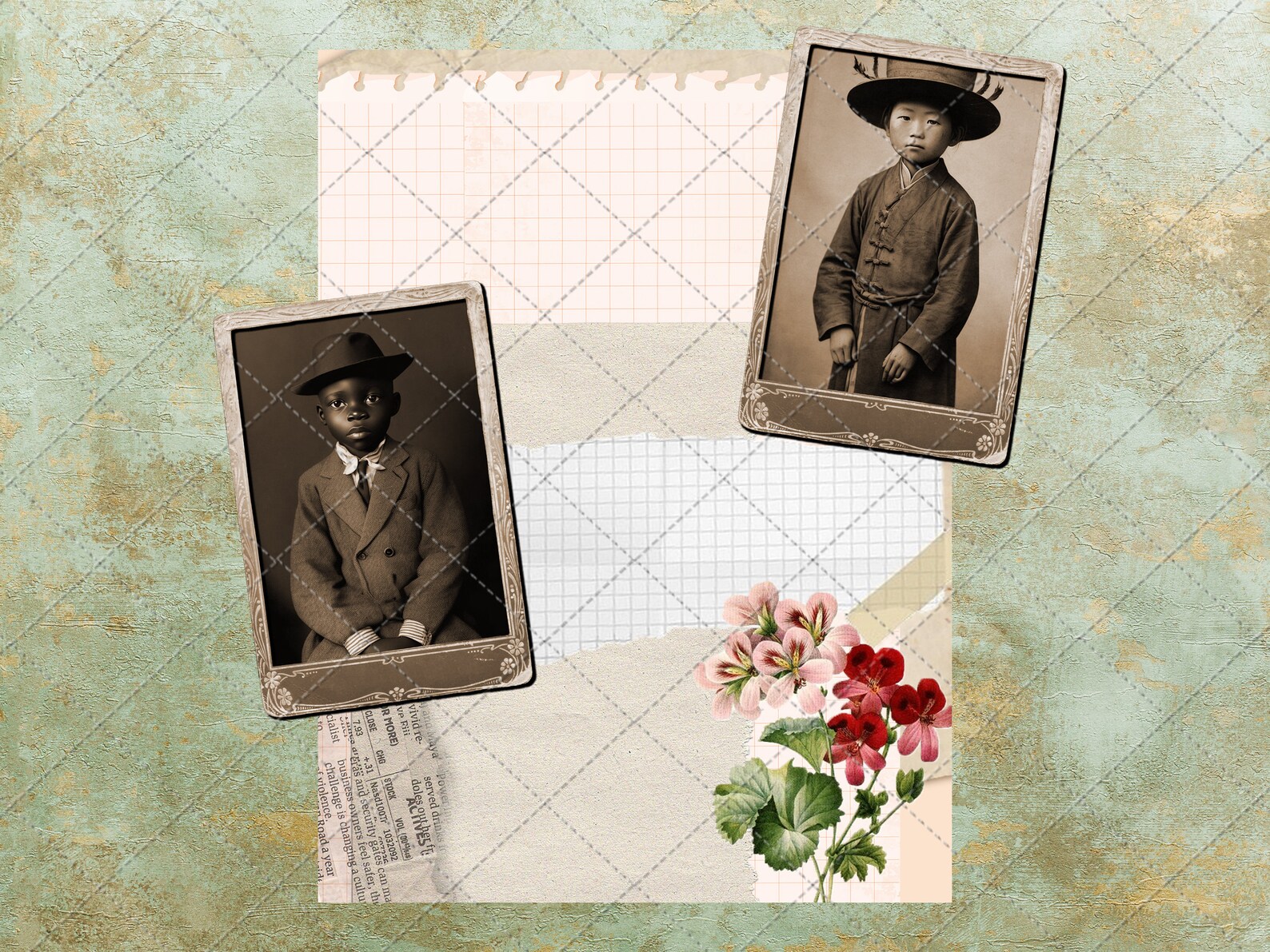 Antique Photos Set, Young Boys Photo, CDV Cabinet Card, Junk Journal ...
