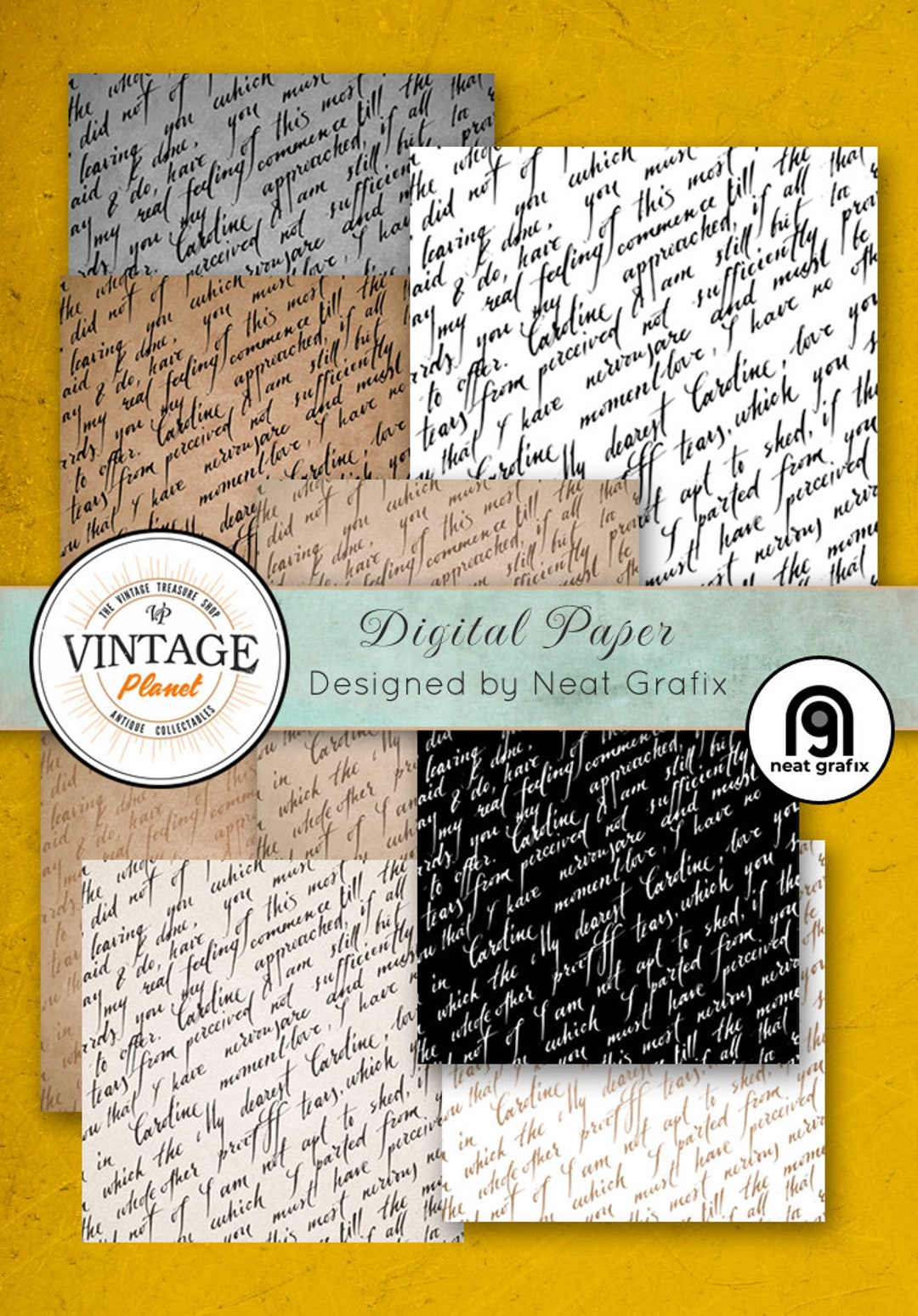 DIGITAL PAPER VINTAGE: Old Script Text Digital Paper, Old Paper ...