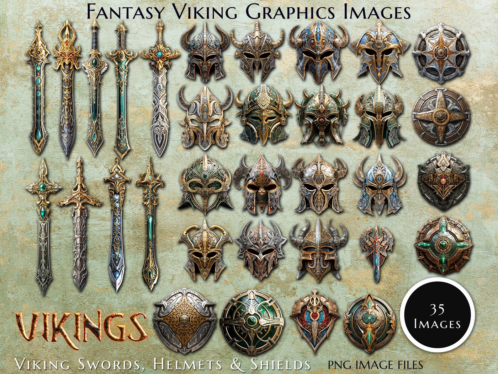 Viking Fantasy Graphics Elements Viking Swords Helmets & - Etsy