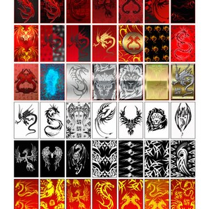 Chinese Dragon Design Digital Collage Sheet 1 X 1.5 Rectangular Shape ...