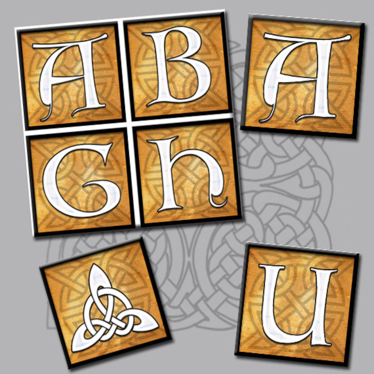 Celtic Letters & Symbols Digital Collage Sheet - 1.25" X 1.25" Square ...