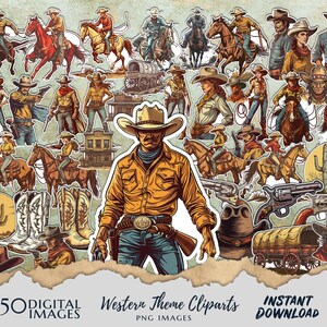 50 American Western Clipart Images Texas Horse Ranch Cowboy Bundle ...