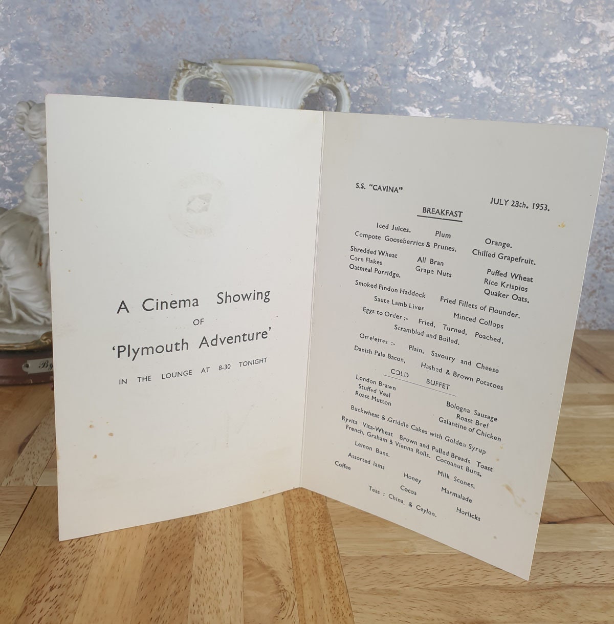 Vintage Fyffes Line S.S Cavina Menú de desayuno | Etsy