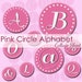 Pink Circle English Alphabet Round Digital Collage Sheet Pink - Etsy