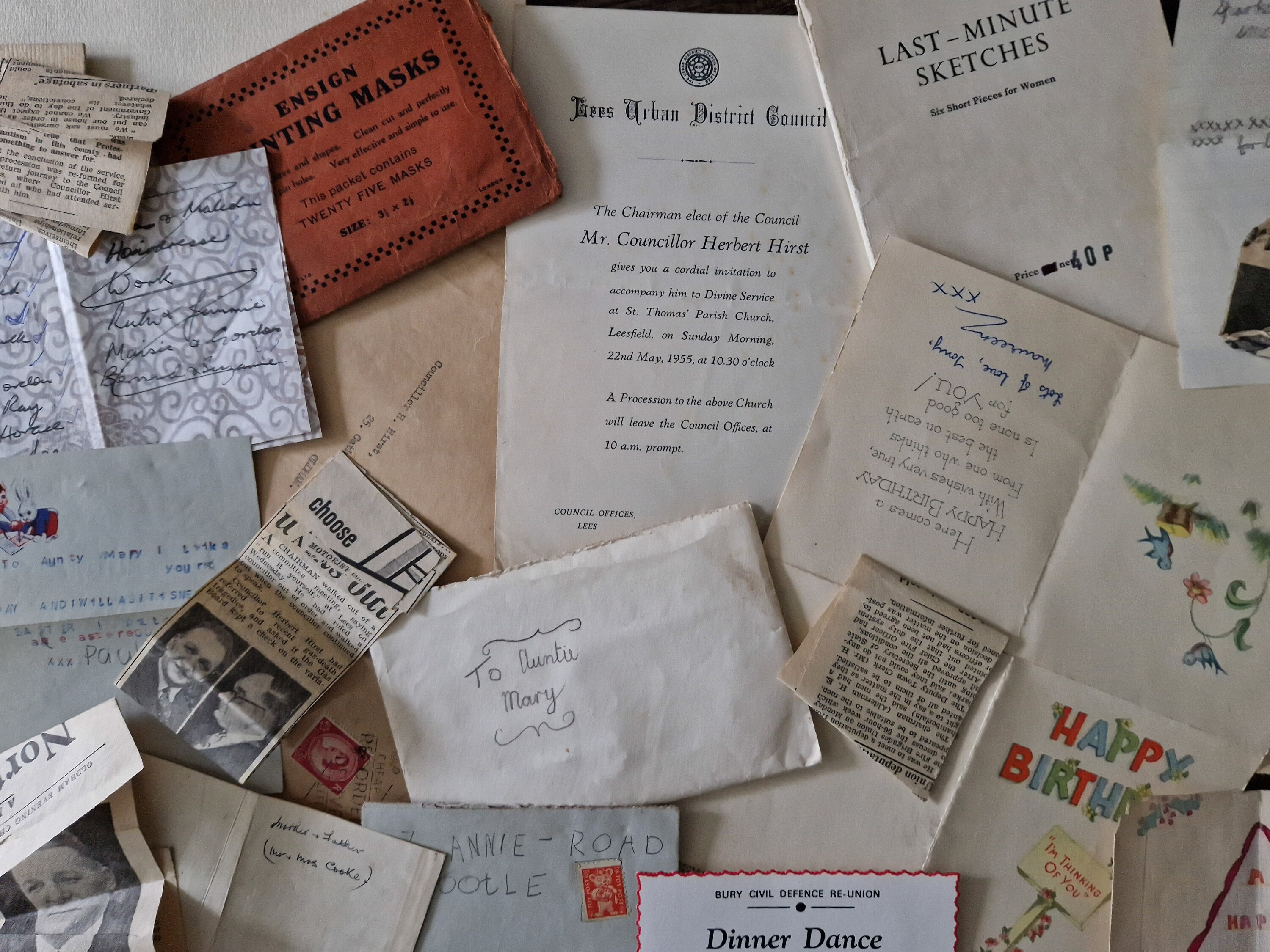 Vintage Ephemera Job Lot: Old Paper, Birthday Card, News Paper Cut Out ...