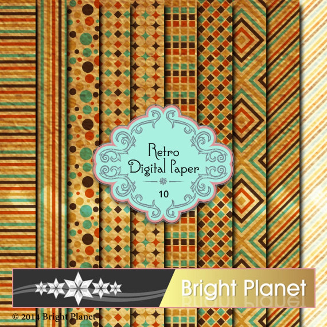 Retro Digital Paper Pack - 10 Patterned Digital Paper Pack 12" by 12 ...