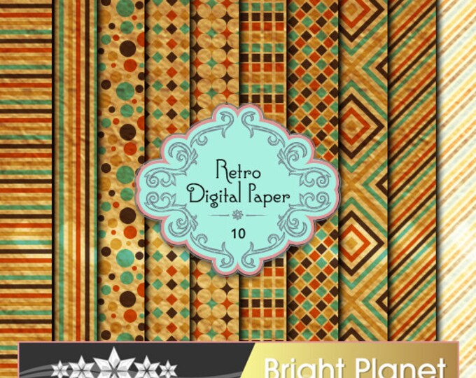 Retro Digital Paper Pack - 10 Patterned Digital Paper Pack 12" by 12 ...