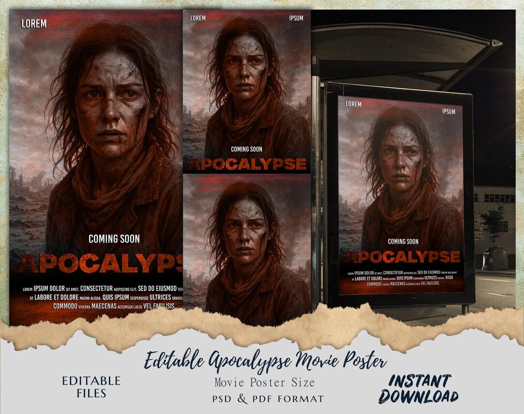 Editable Apocalypse Movie Poster – PSD & PDF Format – Instant Download ...
