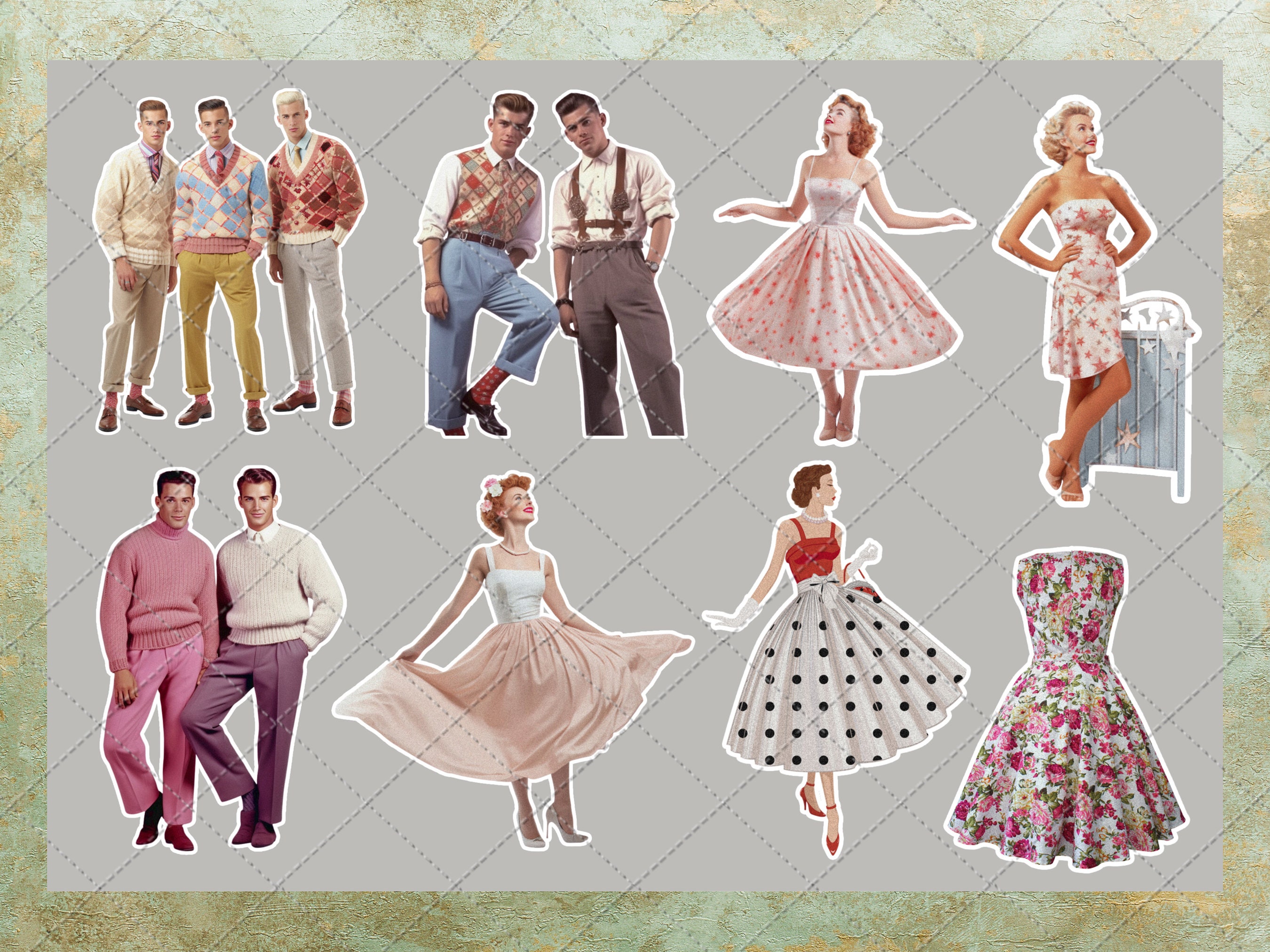 1950s Retro Images DIY Stickers, Journaling Supplies, Retro Living ...