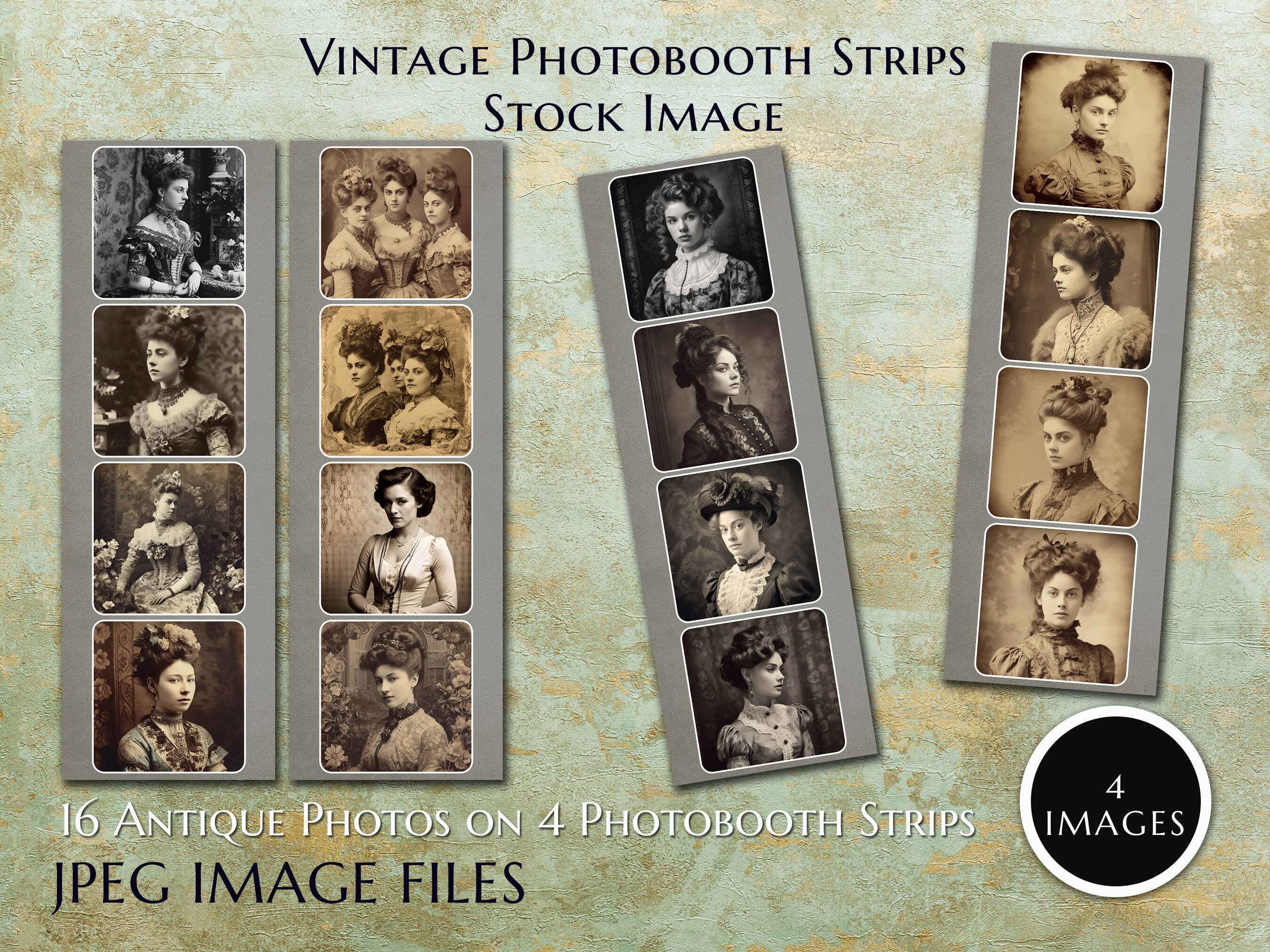 Vintage Photobooth Strips. 16 Printable Victorian Ladies Antique Photos ...
