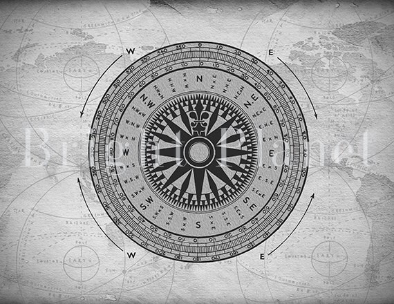 5 X Digital Stock Images Navigation Map Compass Nautical Picture Art ...