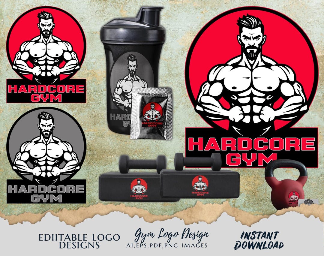 Editable Logo Designs for Gym , Bodybuilders & Fitness Brands Hardcore ...