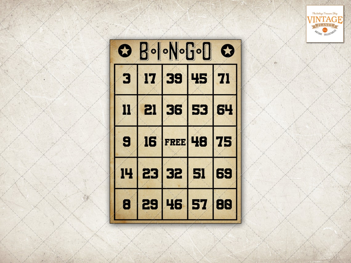 Retro Vintage BINGO CARDS Digital Images 3 Mini Card Designs - Etsy