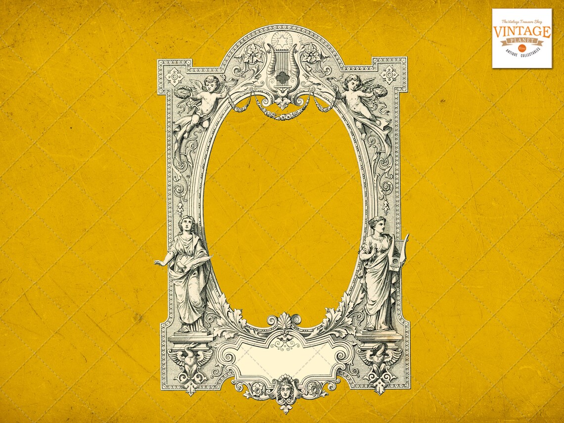 Rococo Frame Design Cherubs - Instant Download High Quality Printable ...