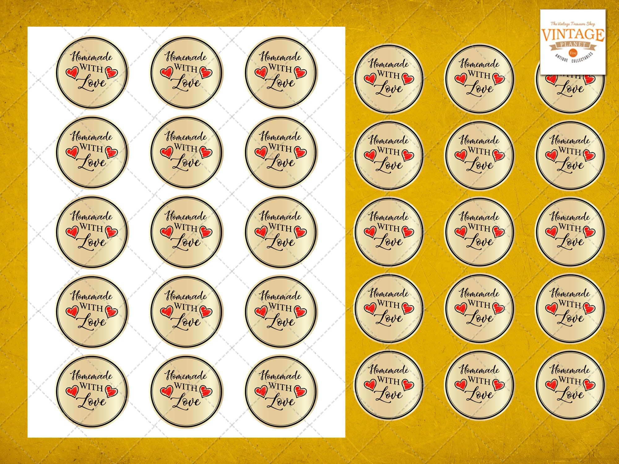 Homemade With Love Round Label Template, 2" Size Circle, Jpeg and Png ...