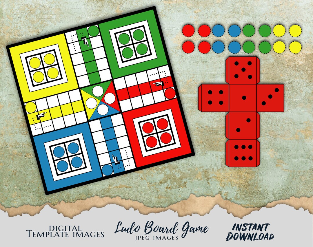 Ludo Board Game Template, Board, Dice and Game Pieces Cutout Template ...