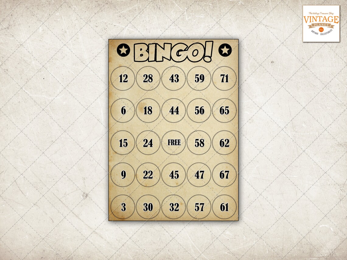 Retro Vintage BINGO CARDS Digital Images 3 Mini Card Designs - Etsy