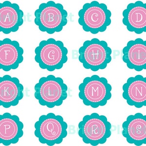 Scallop Alphabets Digital Collage Sheet - 1.5" Scalloped Circles, 10x11 ...