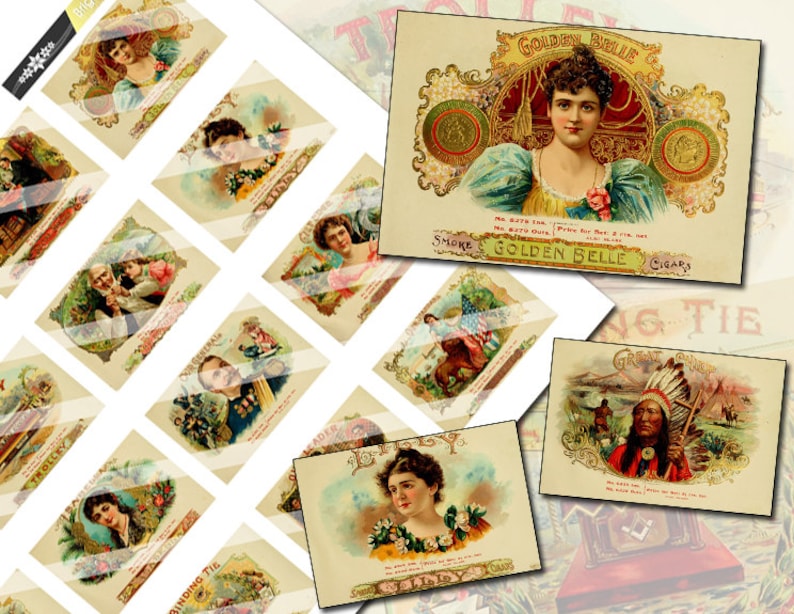 Digital Printable Collage Sheet Vintage Cigar Box Labels - Etsy