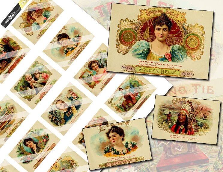 Digital Printable Collage Sheet Vintage Cigar Box Labels - Etsy