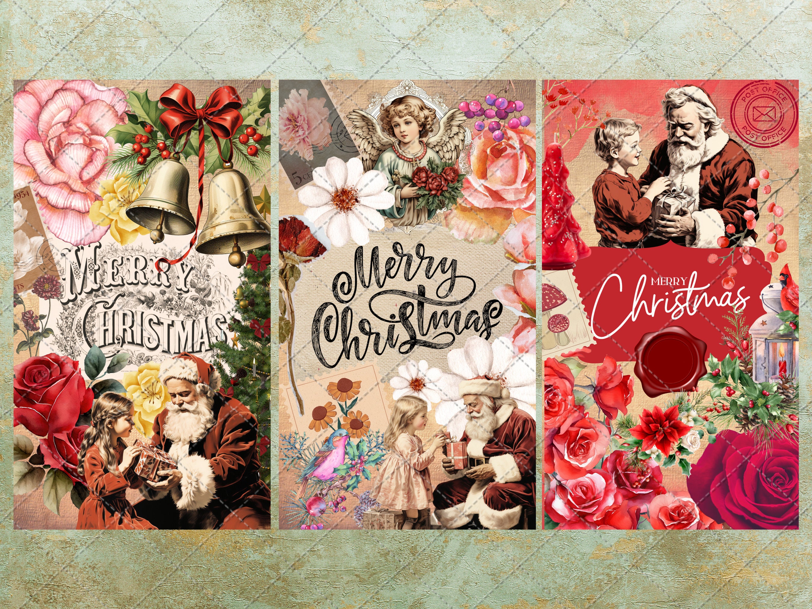 Christmas Clipart Bundle Vintage Christmas Theme PNG Junk - Etsy