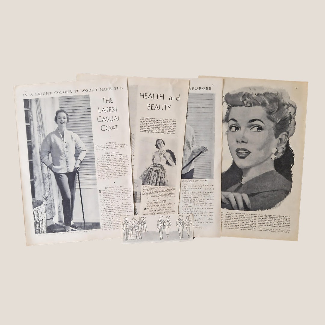 Vintage Magazine Pages , Old Magazine Pages With Photos of Woman ...