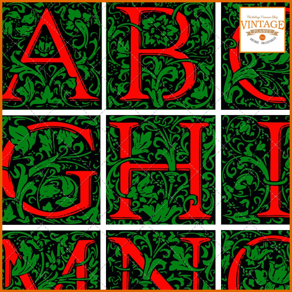 Old English Alphabet Letters Collage Sheet Scrabble Tile Size | Etsy