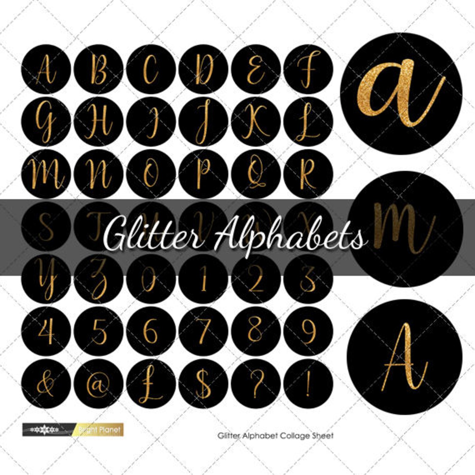 Gold Glitter Alphabet Collage: Glitter English Alphabet Clip | Etsy