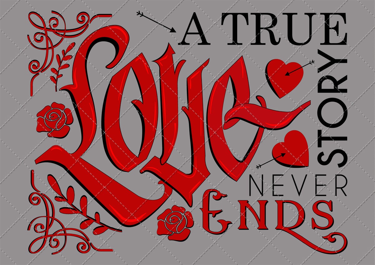 4 X True Love Story Never Ends Digital Image Valentines Day / - Etsy